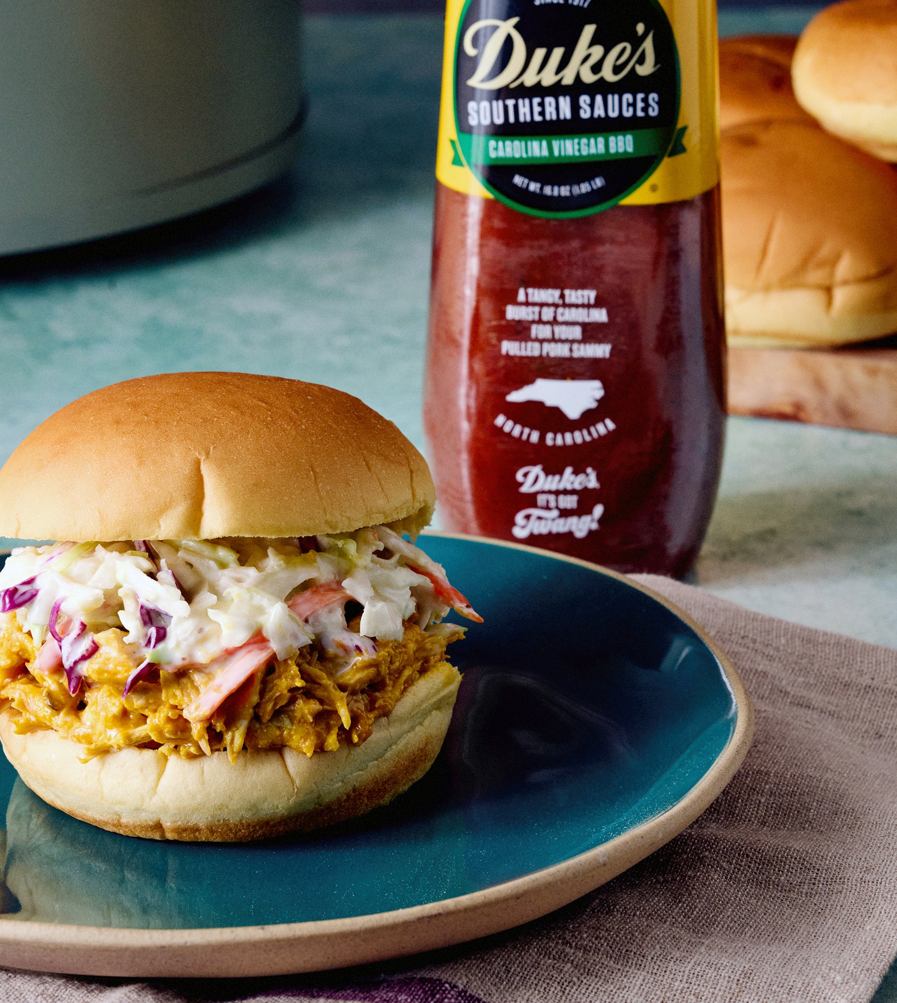 2-Ingredient Slow Cooker Shredded Carolina Vinegar BBQ Chicken – Duke's ...